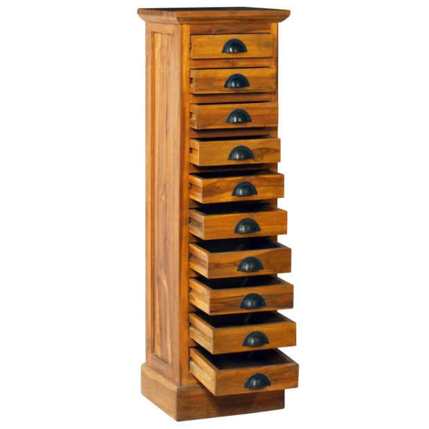 10-drawer Cabinet 35x30x120 Cm Solid Teak Wood 10-drawer Cabinet 35x30x120 Cm Solid Teak Wood