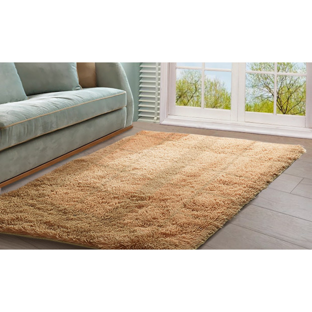 New Designer Shaggy Floor Confetti Rug Tan 80x120cm