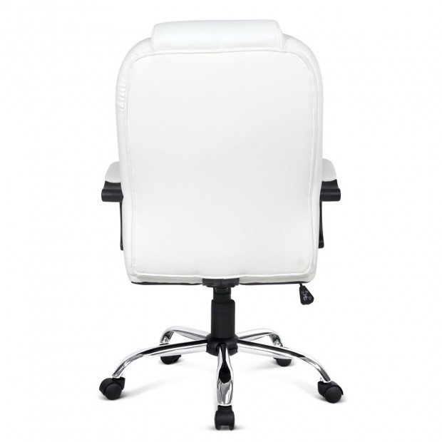PU Leather Padded Office Desk Computer Chair - White 9127