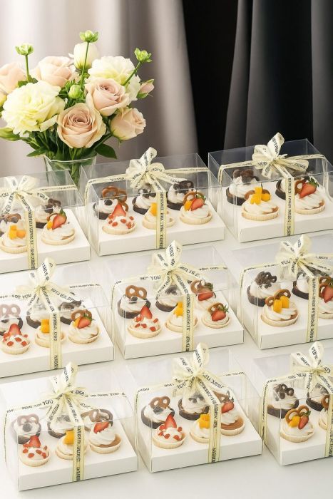 10pcs Clear Dessert Boxes Cupcake Packing Boxes Bakery Cake Wrapping Boxes