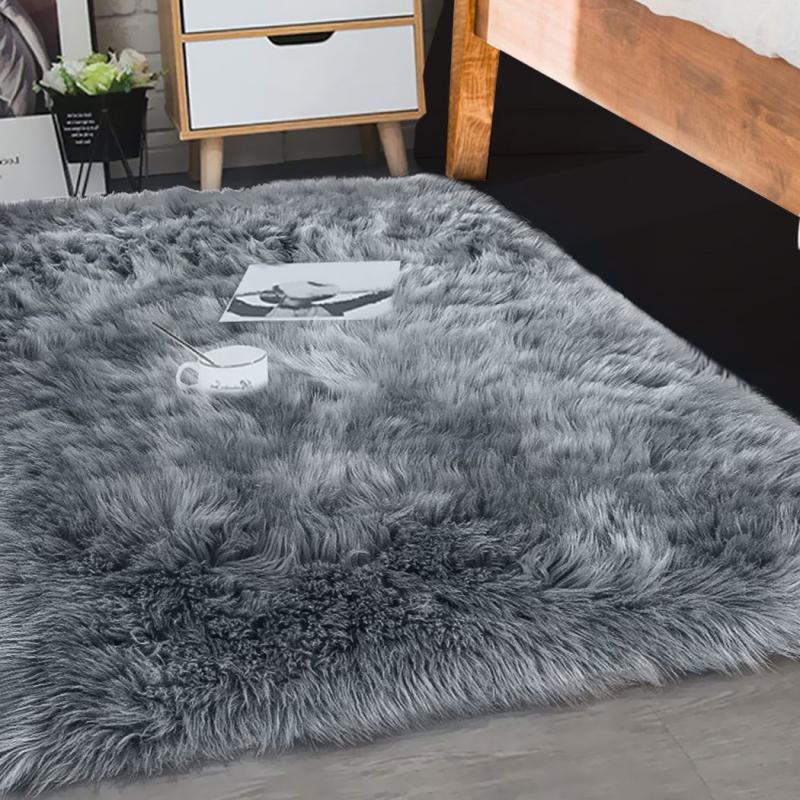 Floor Rugs Sheepskin Shaggy Rug Bedroom Living Room 60X120 Dark Grey