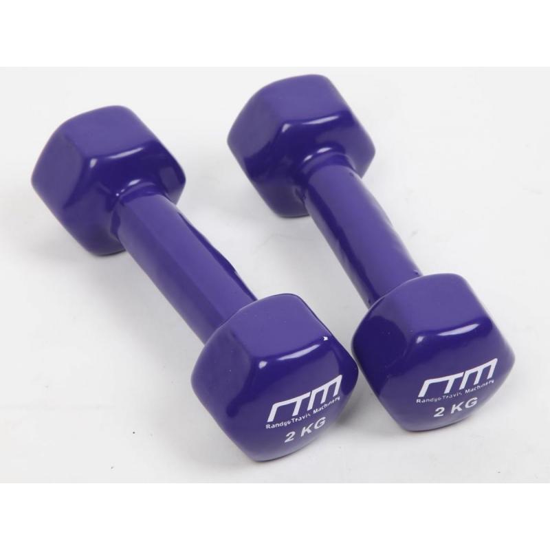 2kg Dumbbells Pair Pvc Hand Weights Rubber Coated