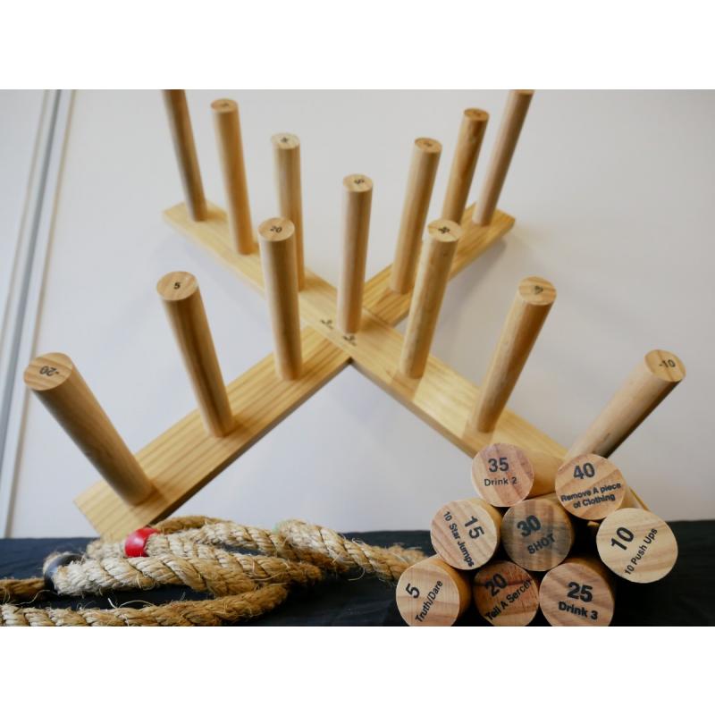 Giant Wooden Rope Ring Toss Quoits Outdoor Game Set