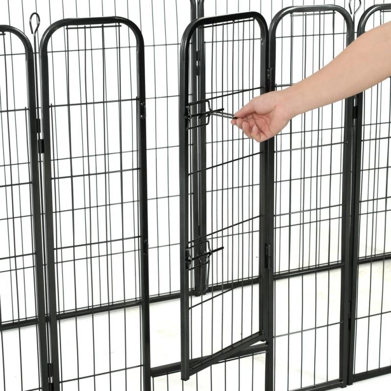 Dog Playpen 8 Panels Steel 80x100 Cm Black