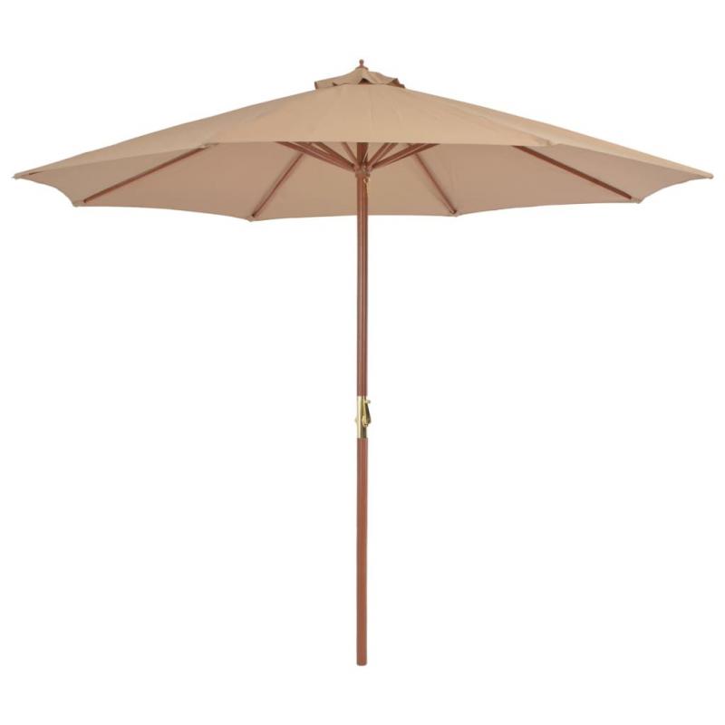 Outdoor Parasol With Wooden Pole 300 Cm Taupe