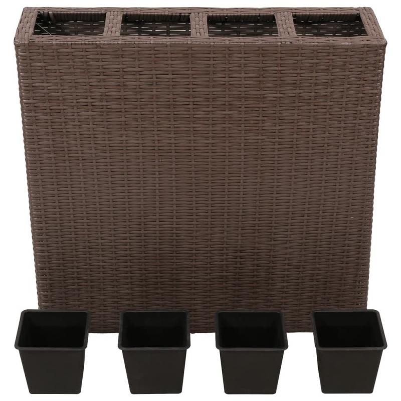 Garden Rectangle Rattan Planter Set Brown