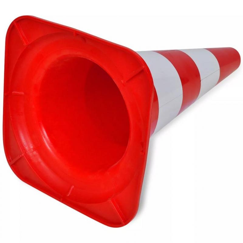 10 Reflective Traffic Cones Red And White 50 Cm
