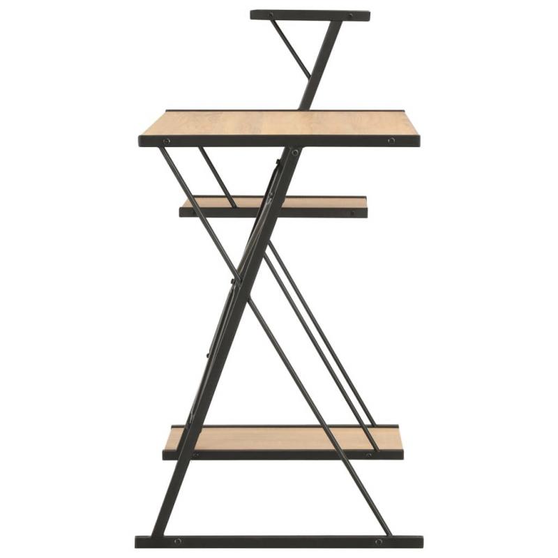 Desk With Shelf Black And Oak 116x50x93 Cm