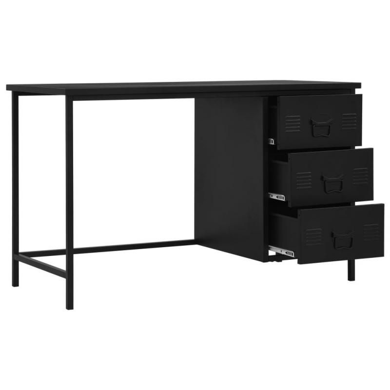 Desk With Drawers Industrial Black 120x55x75 Cm Steel