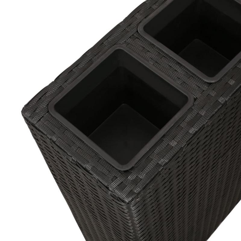 Garden Planter With 4 Pots 2 Pcs Poly Rattan Black