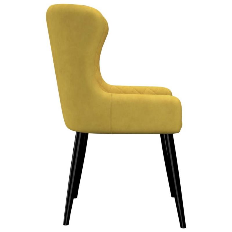 Dining Chairs 4 Pcs Yellow Velvet