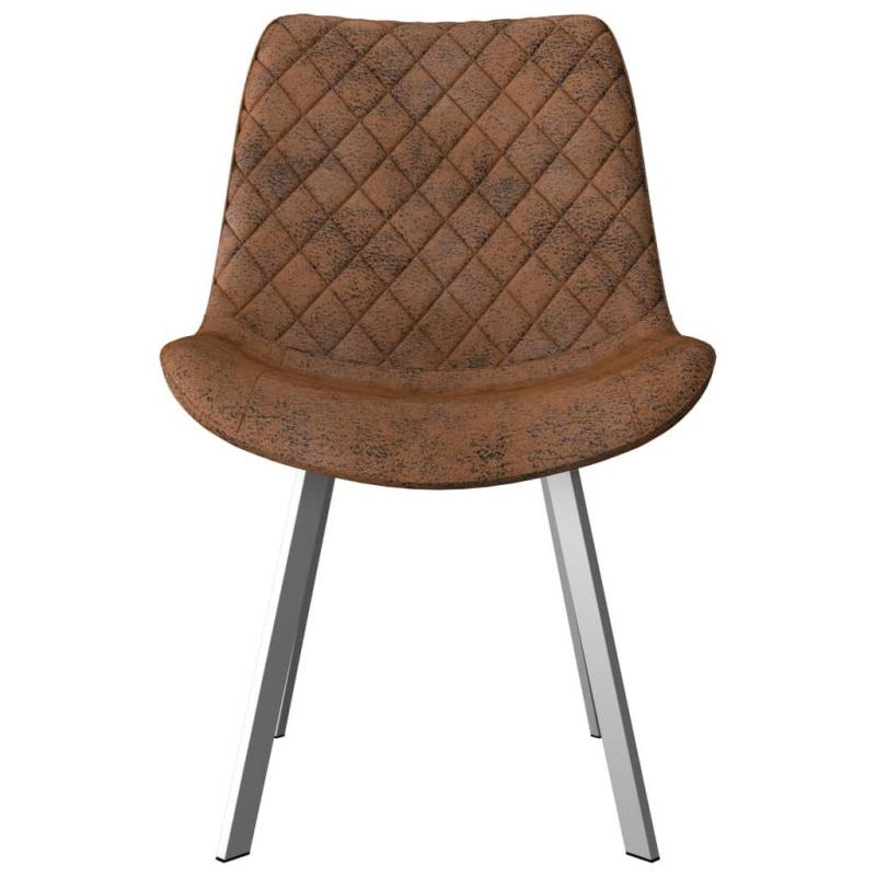 Dining Chairs 4 Pcs Brown Faux Suede Leather