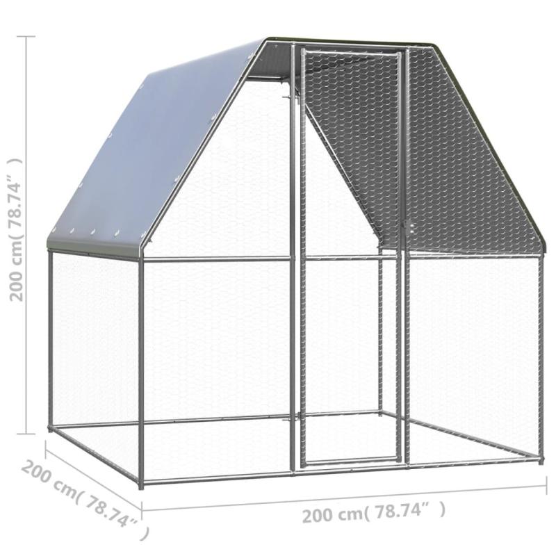 Outdoor Chicken Cage 2m x 2m x 2m Galvanised Steel