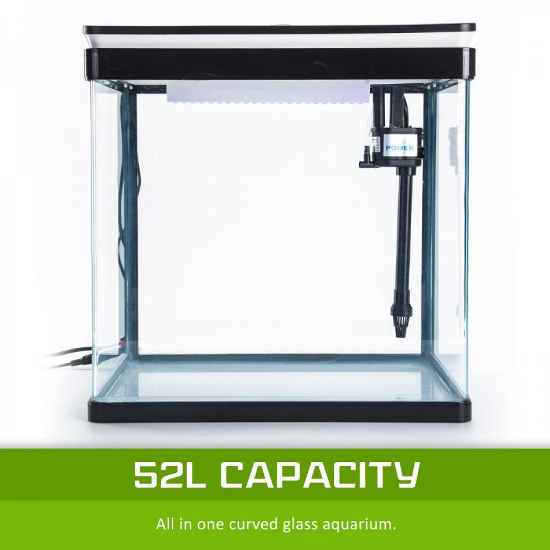 Aquarium Curved Glass RGB LED Fish Tank 52L