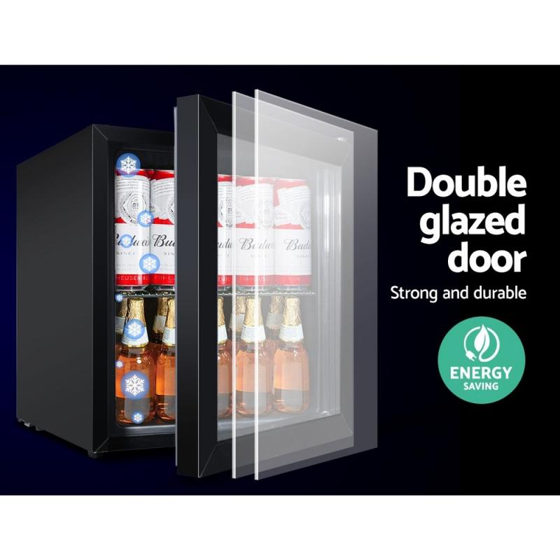 46L Glass Door Bar Fridge Mini Countertop Freezer Fridges Cooler