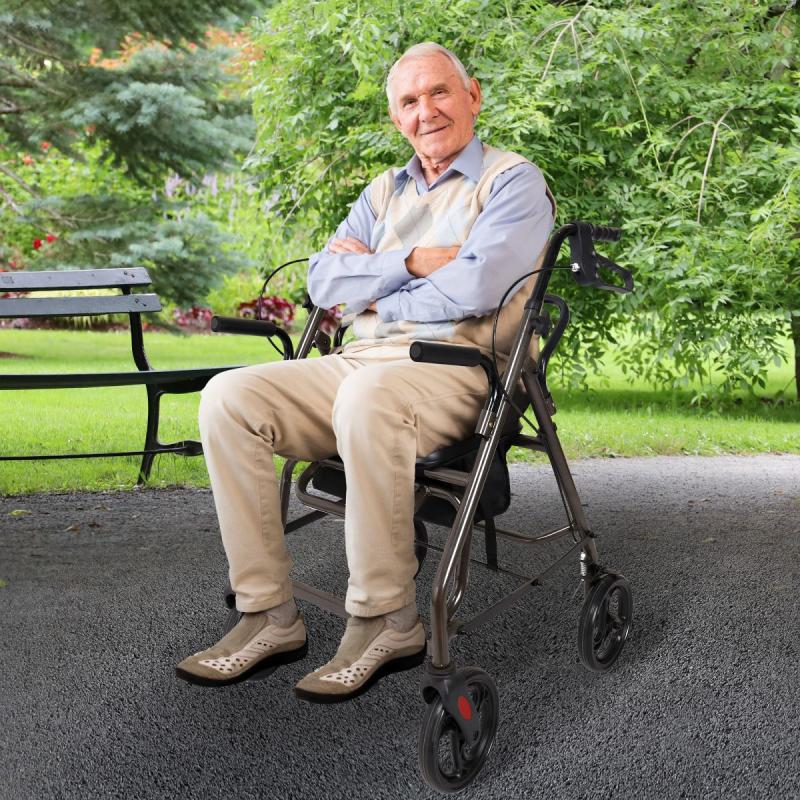 Orthonica Foldable Steel Frame Rollator Walker - Grey