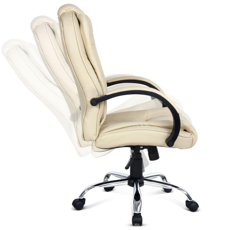 Executive PU Leather Office Desk Computer Chair - Beige 9127