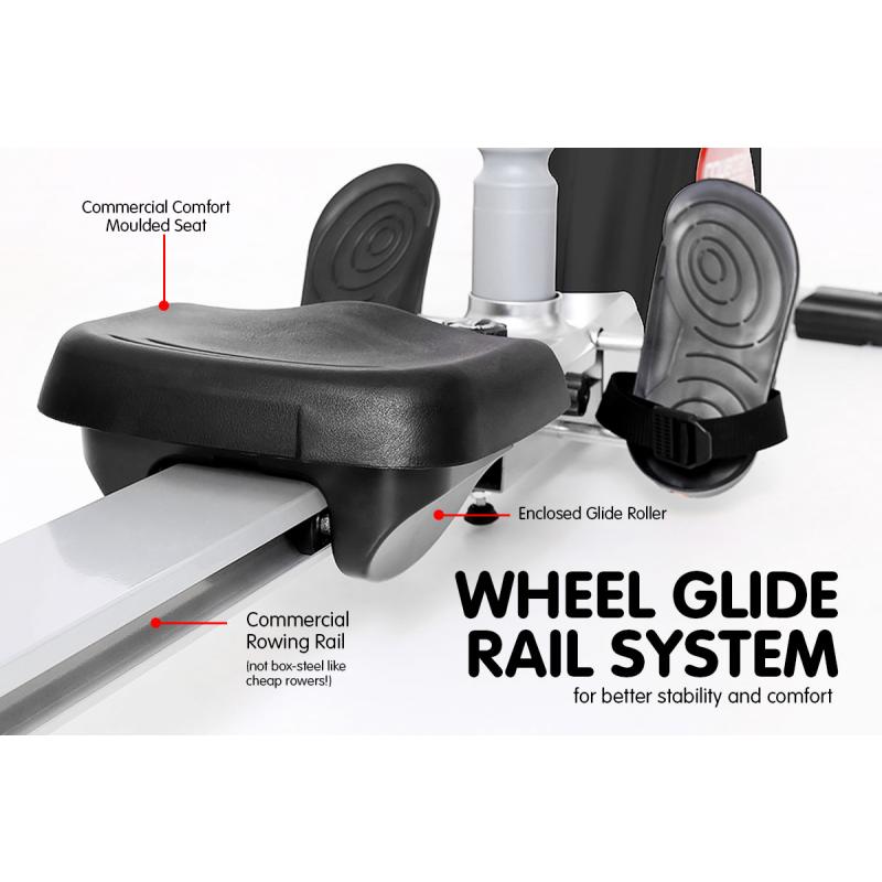 Powertrain Rowing Machine with Magnetic Flywheel - Black