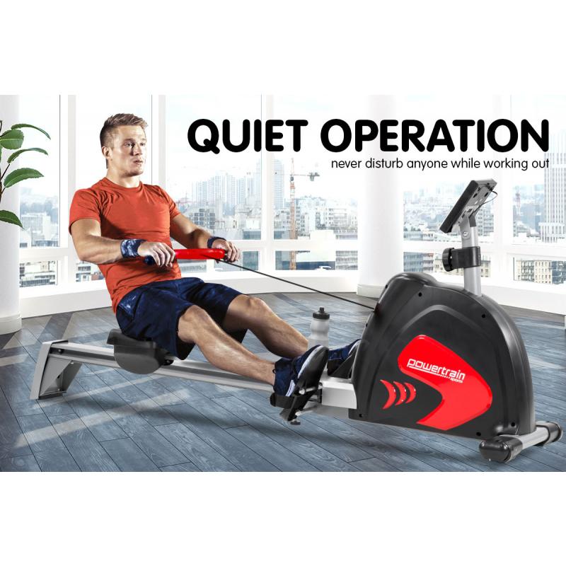 Powertrain Rowing Machine with Magnetic Flywheel - Black