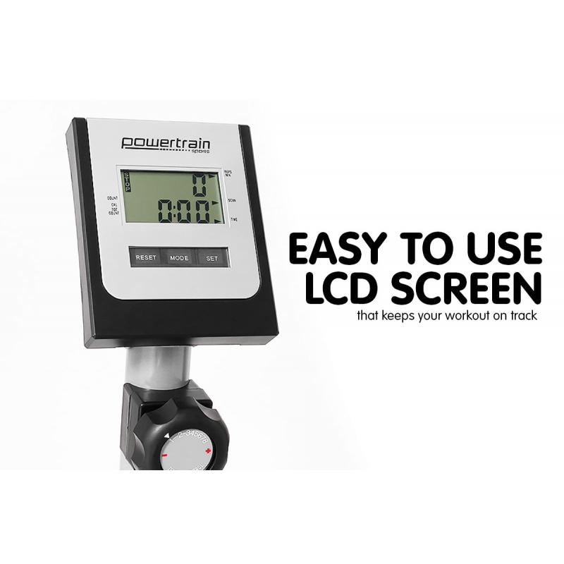 Powertrain Rowing Machine with Magnetic Flywheel - Silver