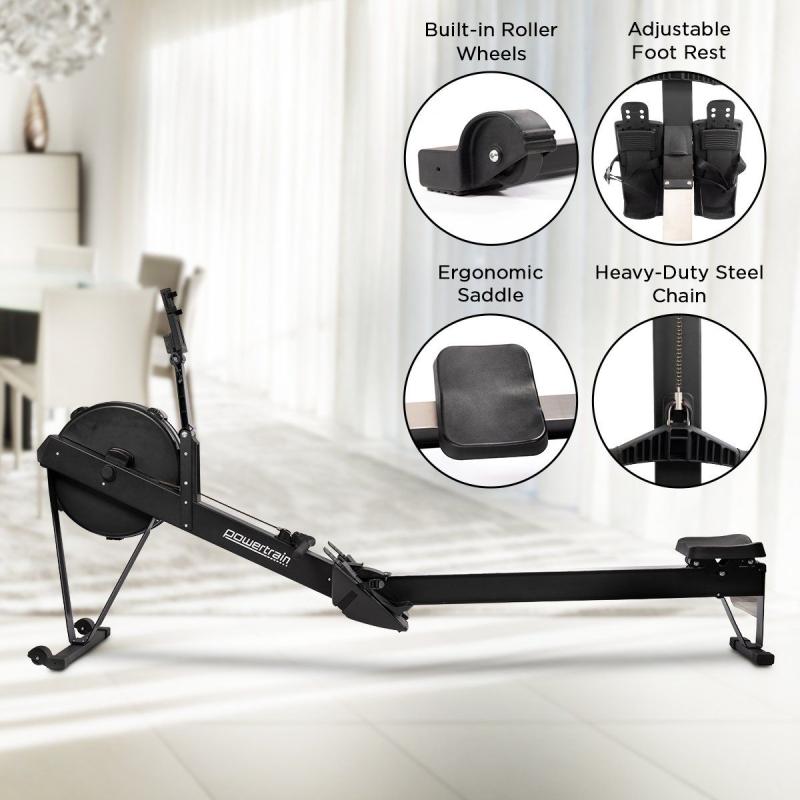 Powertrain Air Resistance Rowing Machine - Black