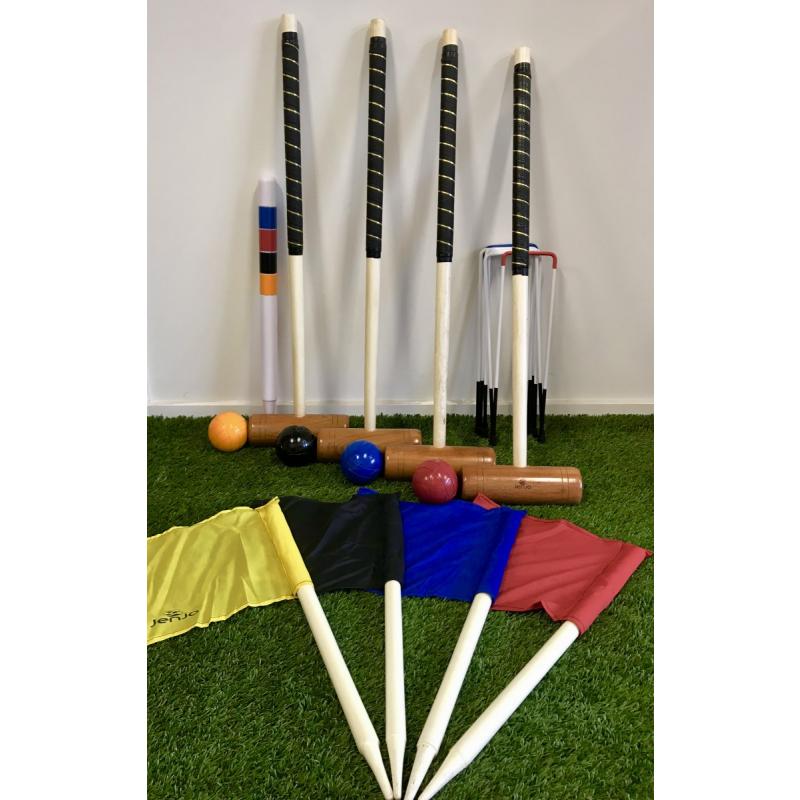 Championship Hardwood Croquet Mallet Set Game 4 Player Set With Carry Bag