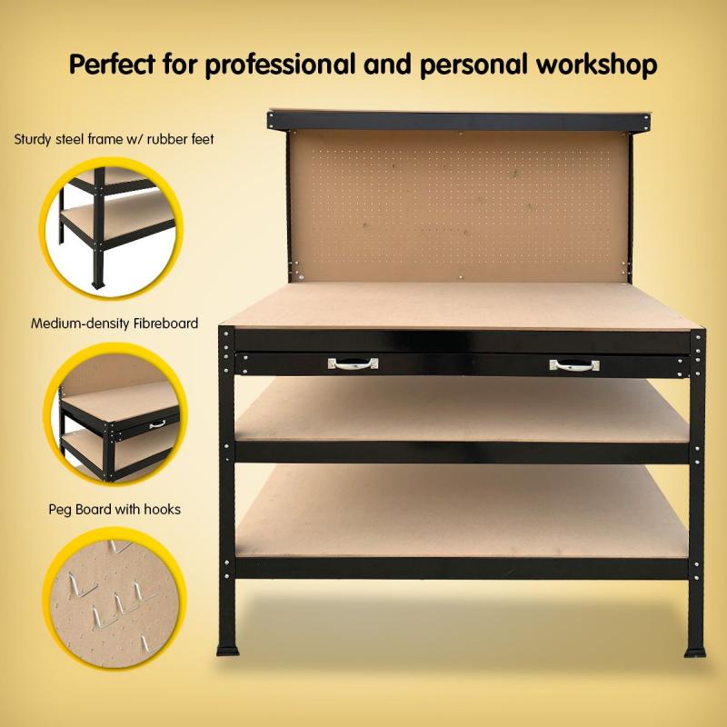 3-Layered Work Bench Garage Storage Table Tool Shop Shelf