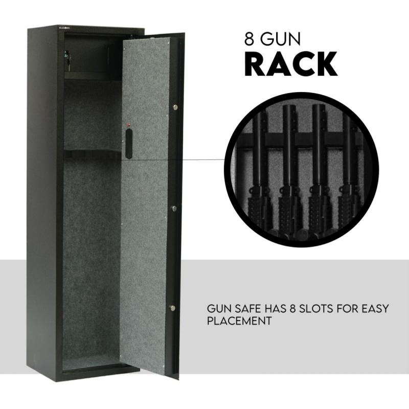8 Gun Safe Firearm Rifle Storage Lock Box Steel Cabinet HD Locker