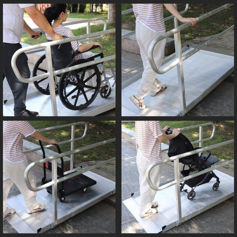 Kartrite Aluminium Portable Wheelchair Access Ramp with Handrails - 6ft