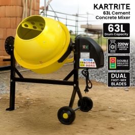 Kartrite Portable 63L Cement Concrete Mixer Dual Mix Blades & Tipper ...